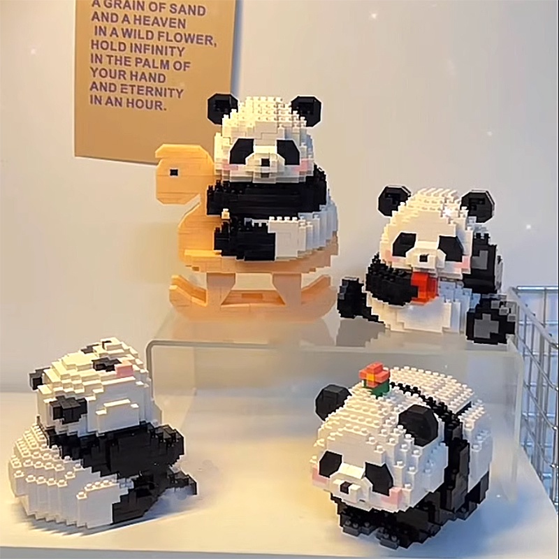 Panda Building Block Diamond Small Particle Toys Educational Assembled ...