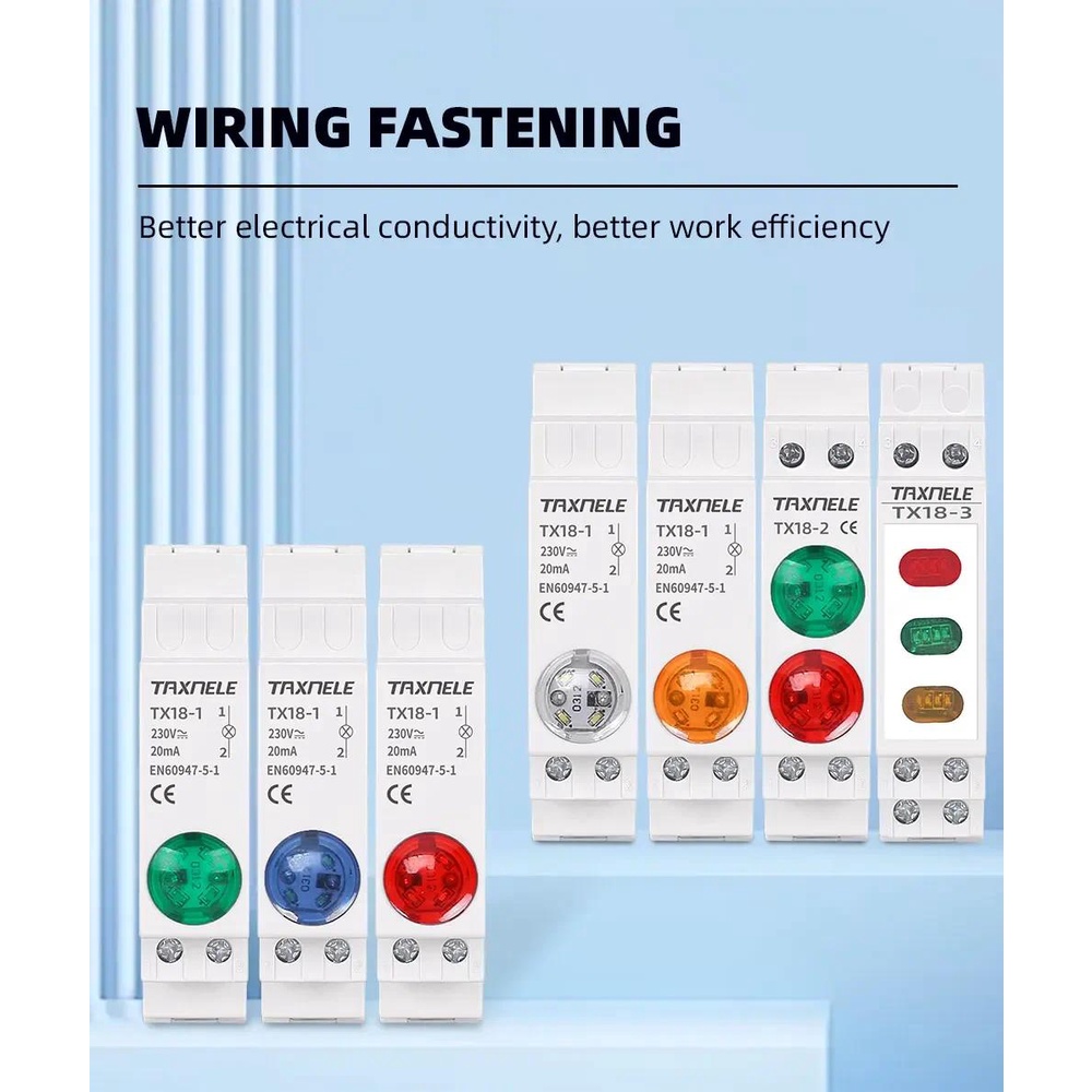 Din Rail Mount LED Signal Lamp AC DC 220V 230V Indicating Pilot Lights Lamp Red Green Blue ...