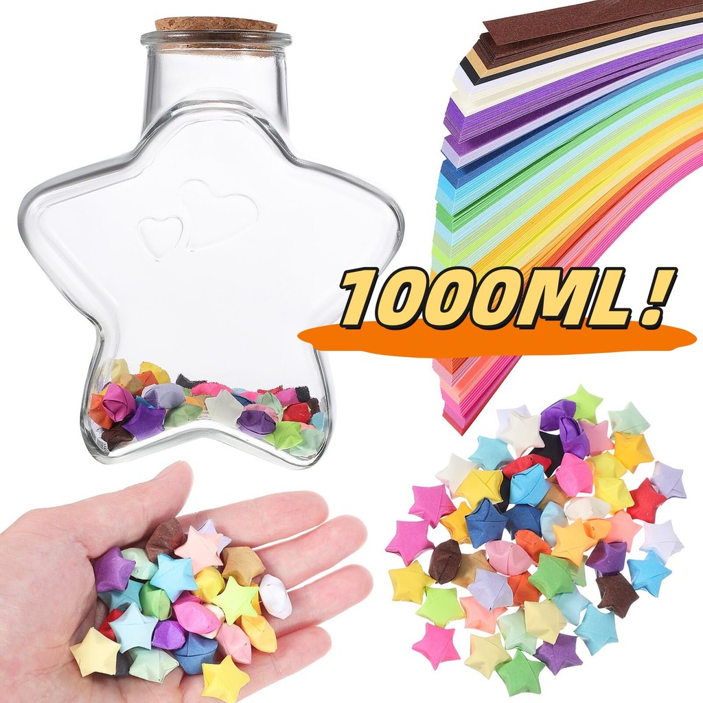 1pc 1000ML Lucky Star Origami Paper Cork Stoppers Plastic Bottles ...