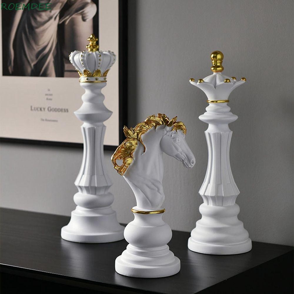 ROEMDEE Chess Figurine Cabinet Decoration Art Display King Knight Queen ...