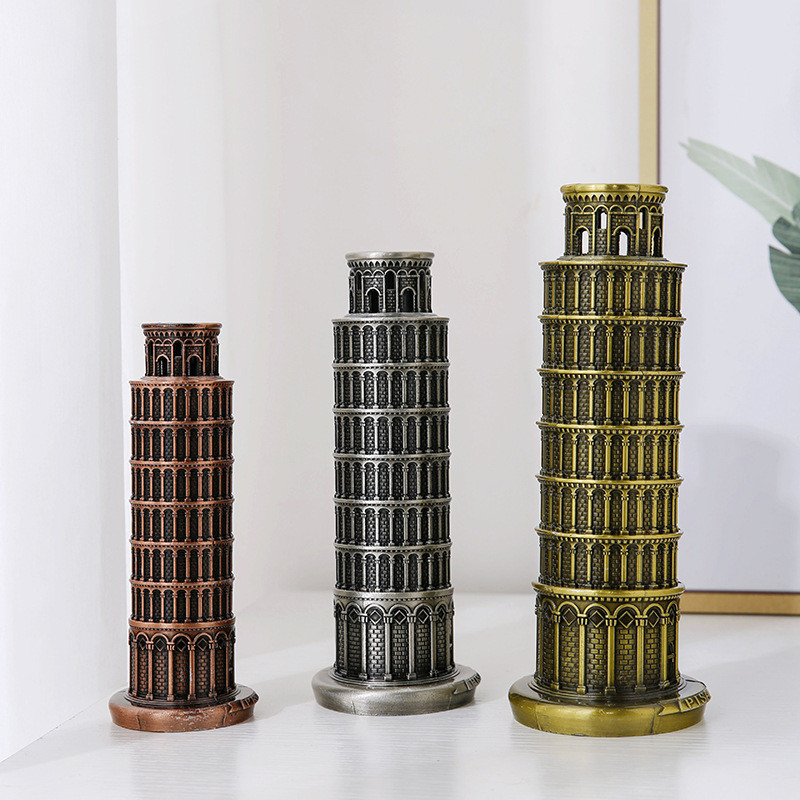 Pizza Leaning Tower Model Decoration Landmark Architecture Metal Crafts ...