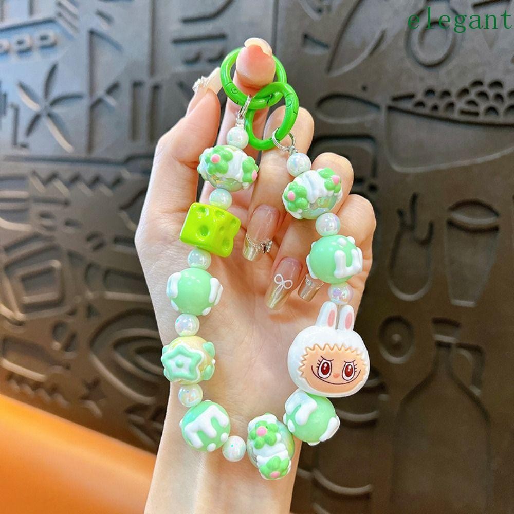 ELEGANT Labubu Key Ring, Portable Pop Mart Labubu Beads Wrist Strap ...