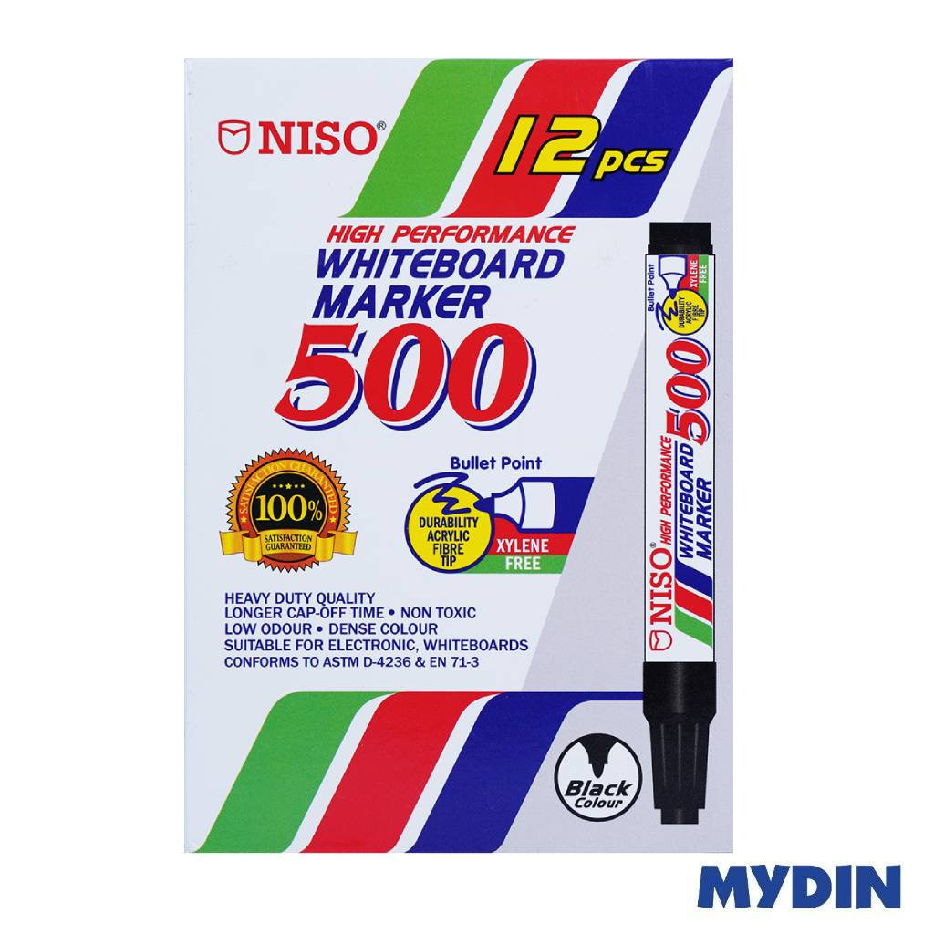 NISO 500 Whiteboard Marker Pen - Black (12's) | Shopee Malaysia