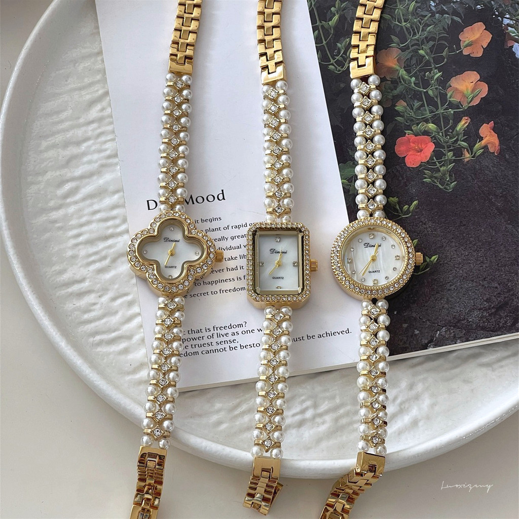 Vintage Pearl Chain Women's Watch - Elegant Mother of Pearl Dial with ...