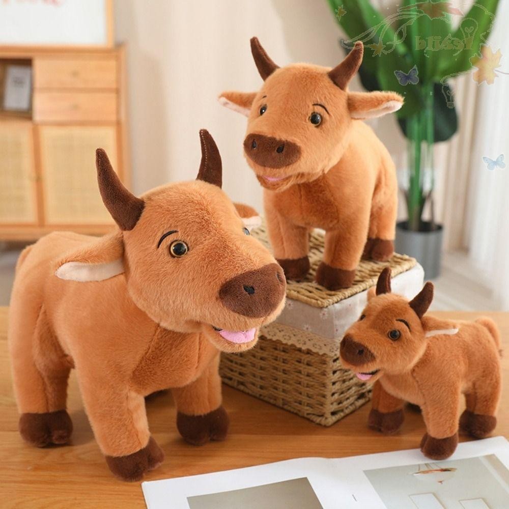 BLISS Cattle Animal Plush Doll, Fluffy Simulation Scalper Bull Plush ...