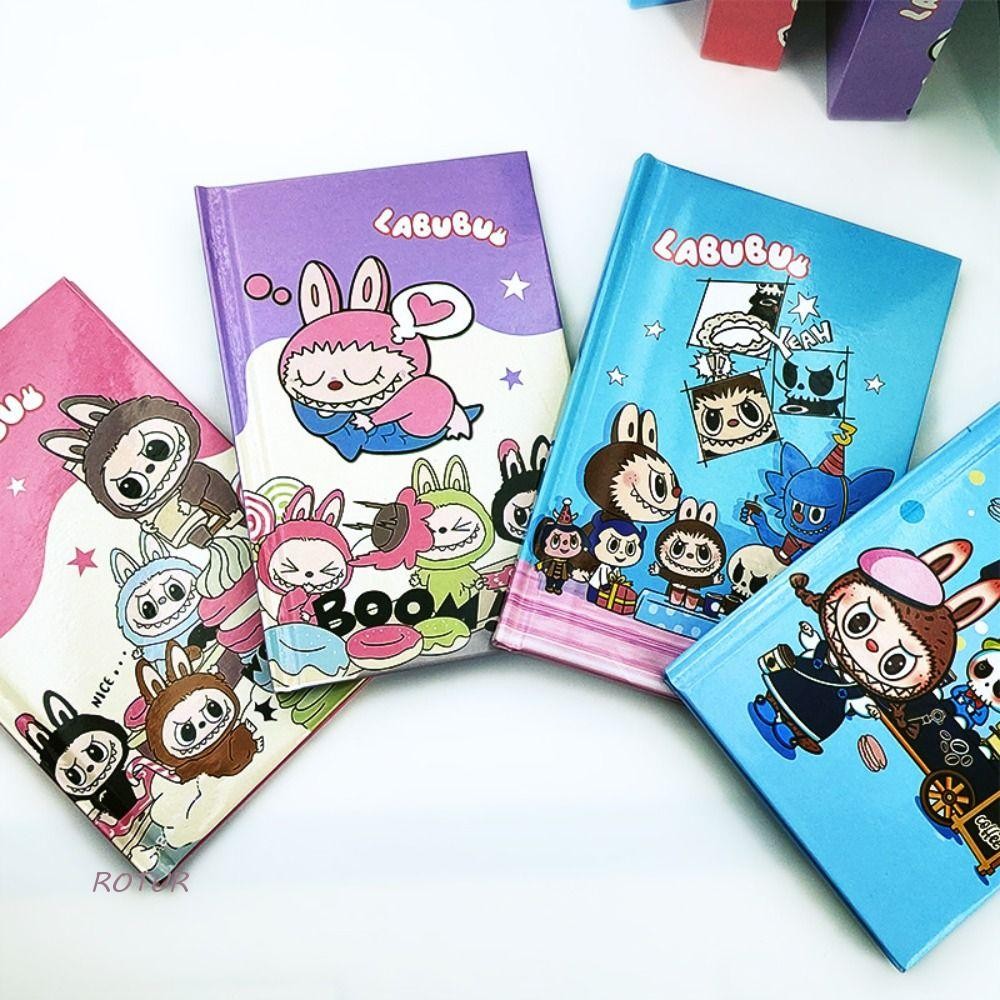 ROTUR Notebook With Key Lock, Color Page Cartoon Labubu Diary Notepad ...