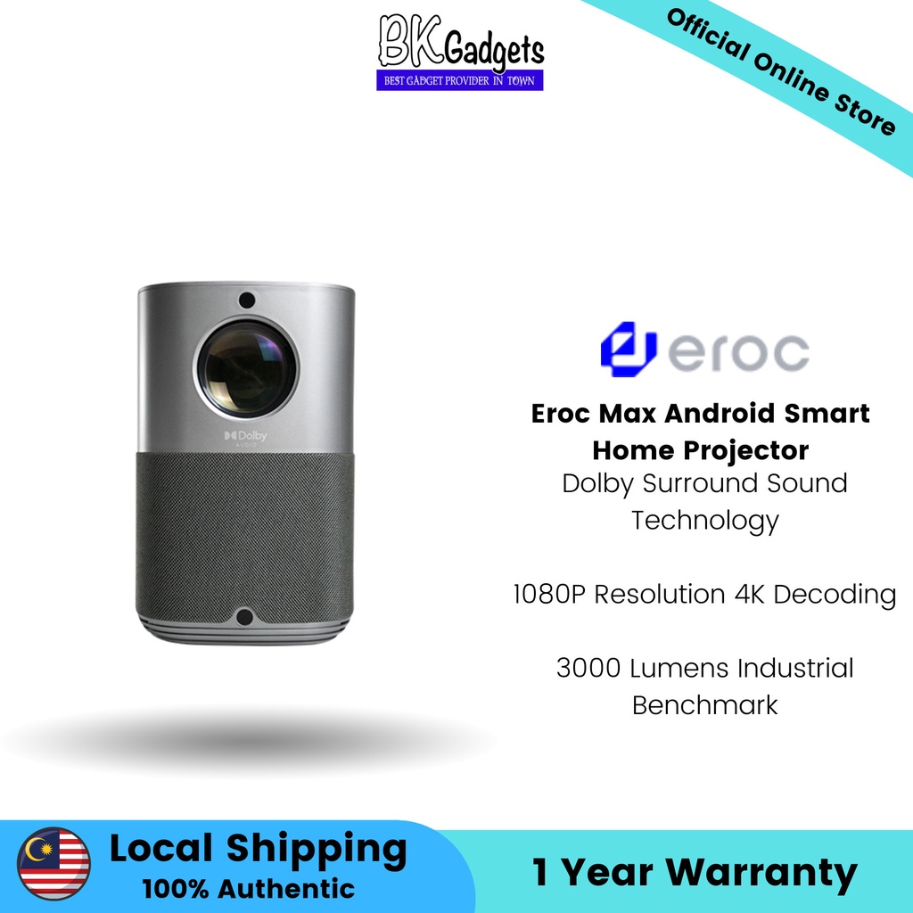 Eroc Max Smart Projector | Dolby Surround Sound Technology | 1080P ...