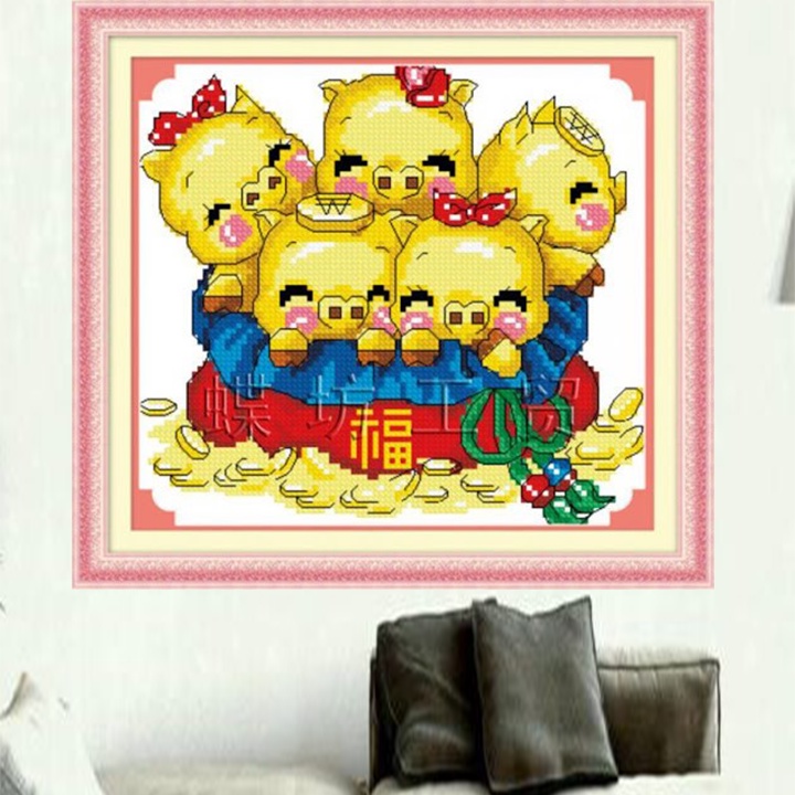 Five pigs cross-stitch painting A800 | Shopee Malaysia