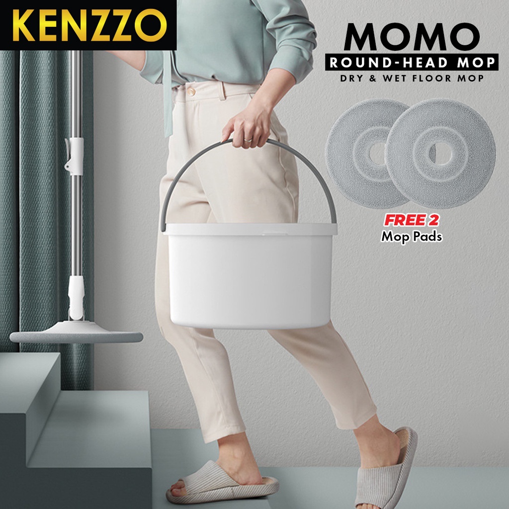 Kenzzo :Momo Spin Mop Flat Mop Round Head Floor Clean Water Separated ...