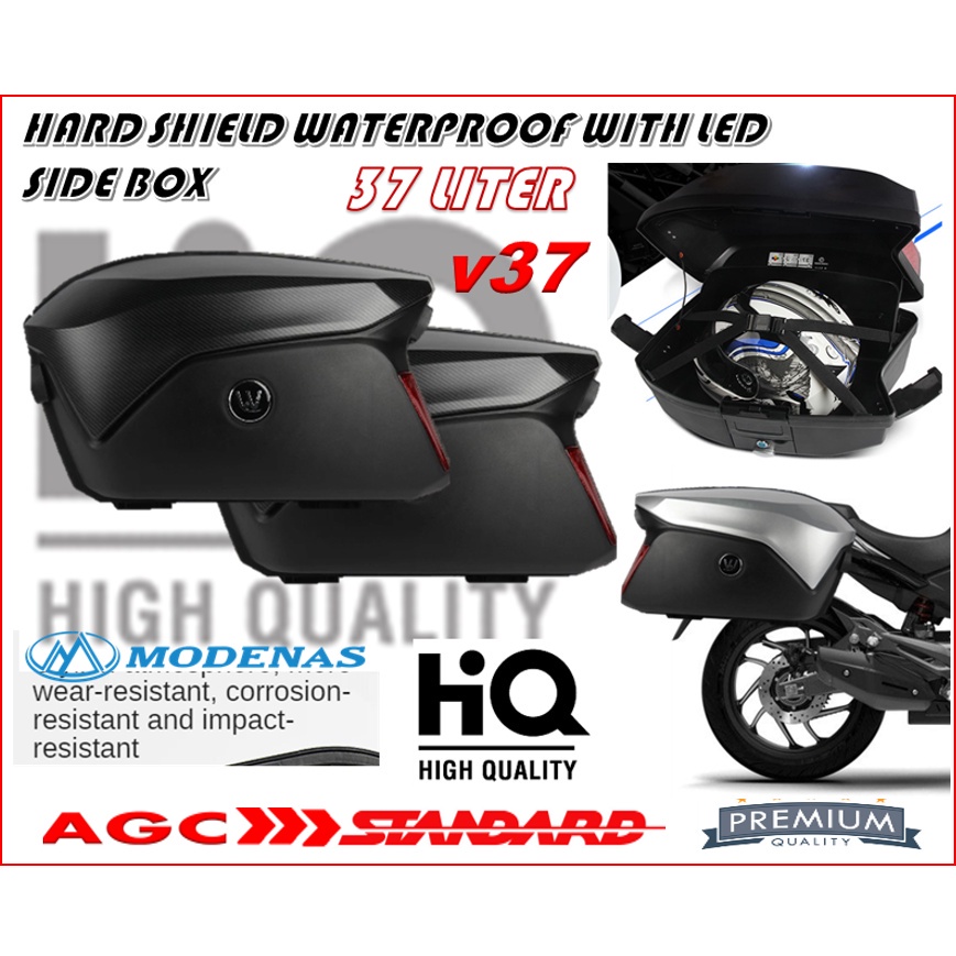 MODENAS WATERPROOF V37 SIDE BOX ABS PLASTIC WITH LED HARD SHEILD INPUT ...