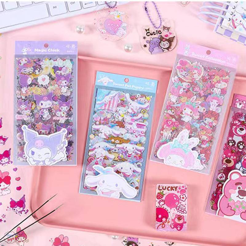 10pcs Set Sanrio Mymelody Kuromi Cinnamoroll Sticker Waterproof Pvc Diy
