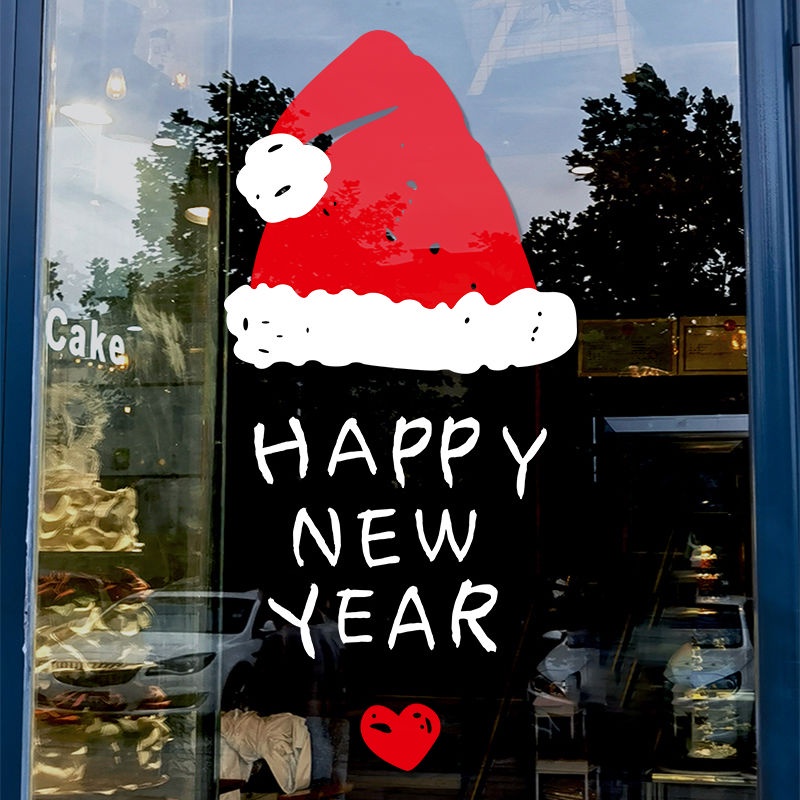 Electrostatic Glue-Free Self-Adhesive Glass Sticker ins Style Christmas ...