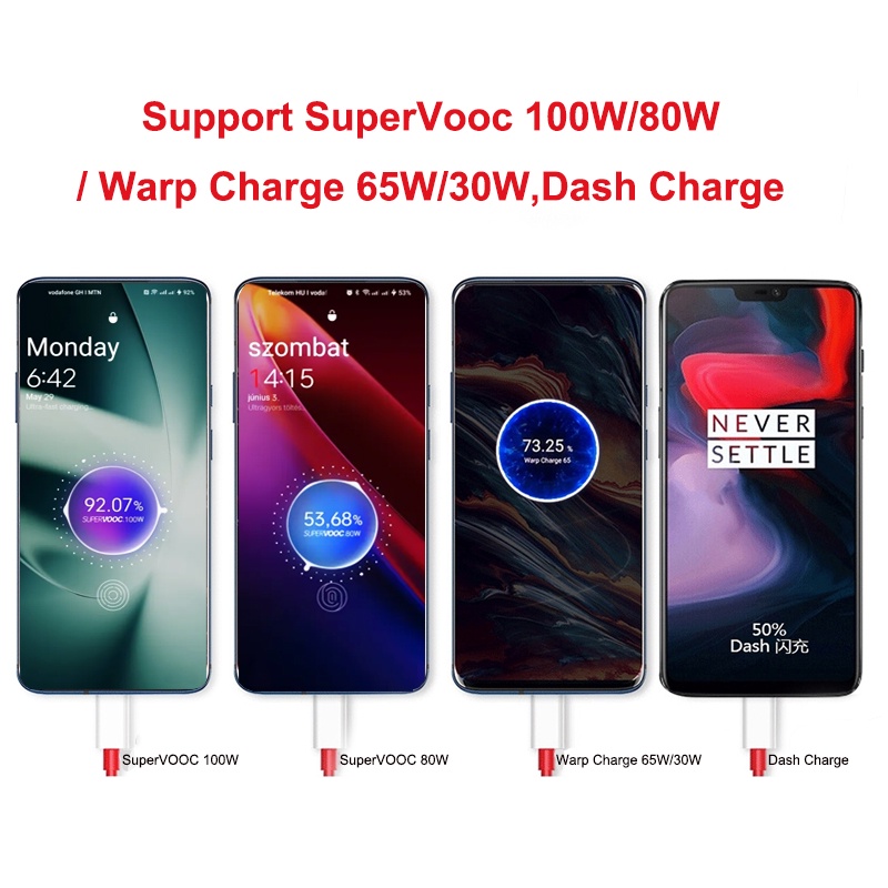 Oneplus Cable Original 100W 10A 8A USB Type C Cable Supervooc Warp Fast ...