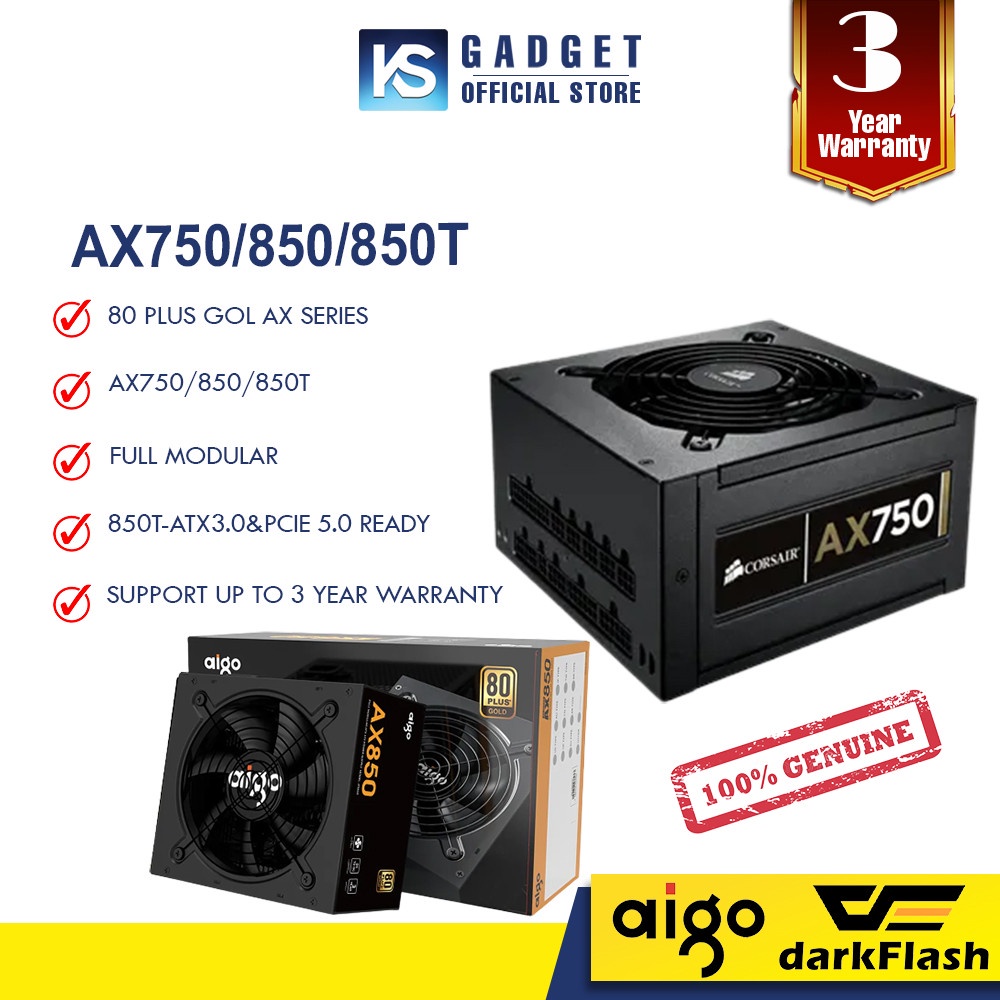 Aigo DarkFlash AX750 AX850 AX850T Full Modula PSU 80 Plus Gold ...