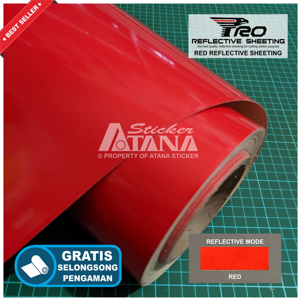 MERAH MESIN MATA CAHAYA Red Cutting Sticker Material Reflective ...