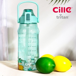 Cille Water Bottle Tritan BPA-Free Plastic Water Bottle With Handle ...
