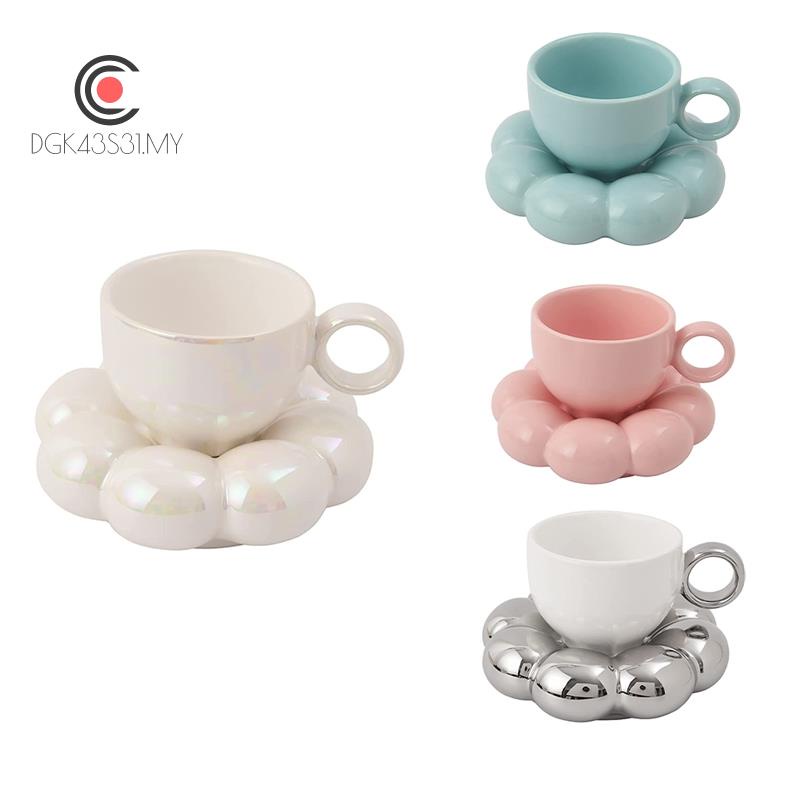 Flower Coffee Cup & Saucer Set Cute Mug & Saucer Set Ceramic Coffee Cup ...