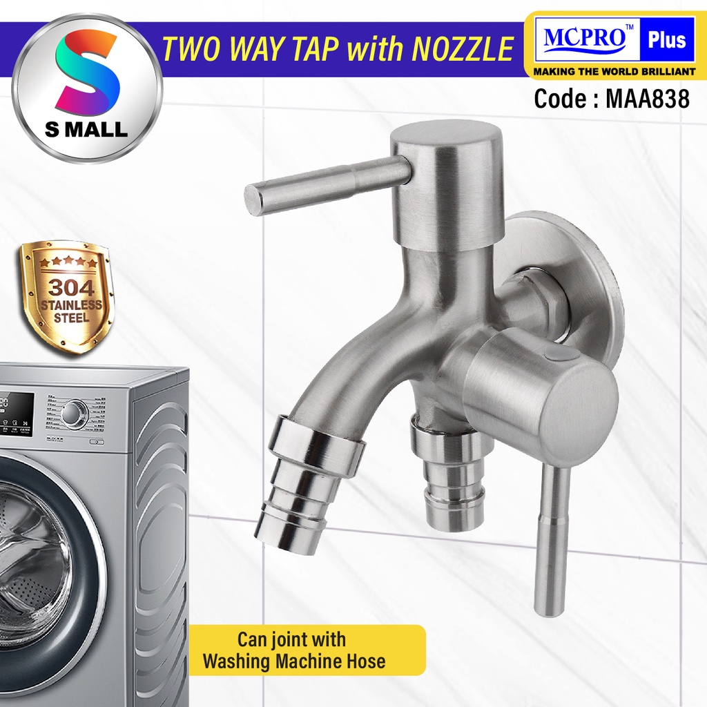 MCPRO SUS304 Stainless Steel TWO WAY TAP with Nozzle Washing Machine ...
