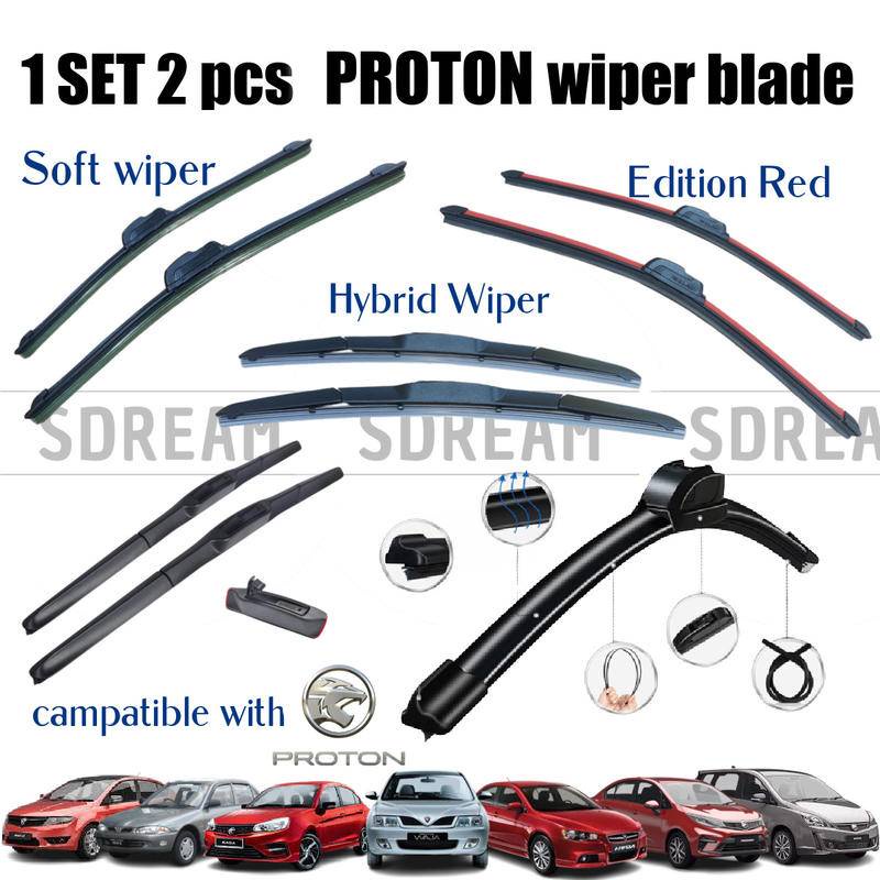 1 SET (2PCS) PROTON Car Wiper Soft Rubber Wipers Blade Saga Fl Flx Vvt Blm Exora Waja Wira ...