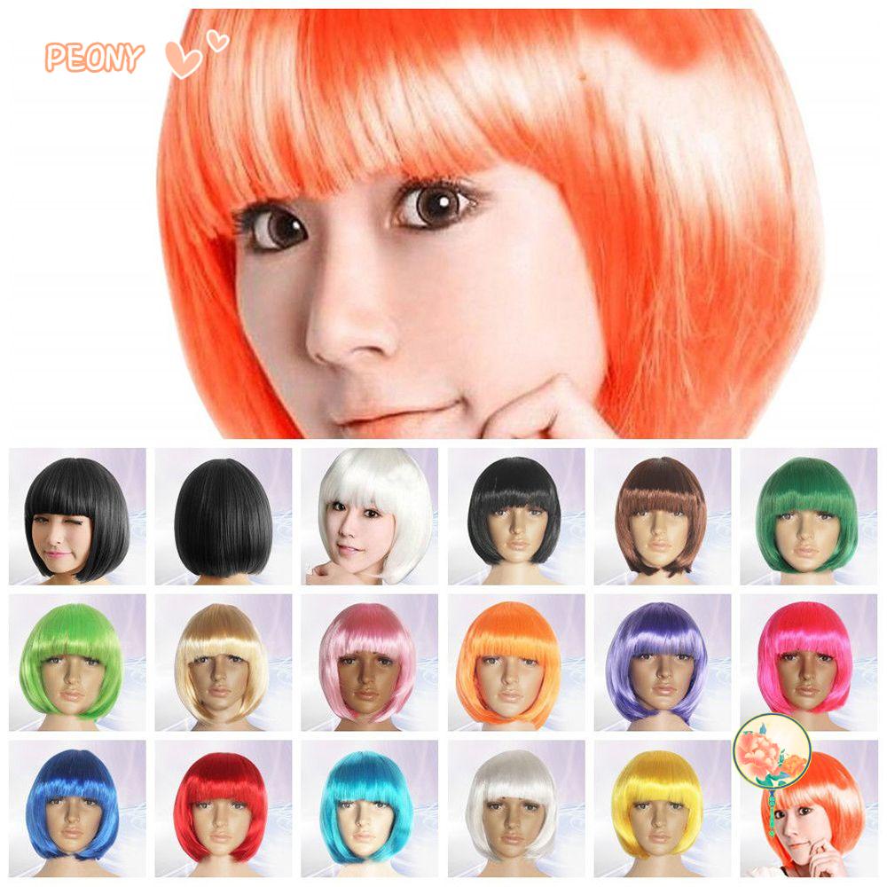 PEONY-HOME Bob Hair Wigs 14 Colors Party Straight Halloween | Shopee ...