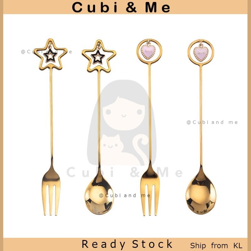 C&M 304 Stainless Steel Pendant Star Fork Love Coffee Spoon Heart Fruit ...