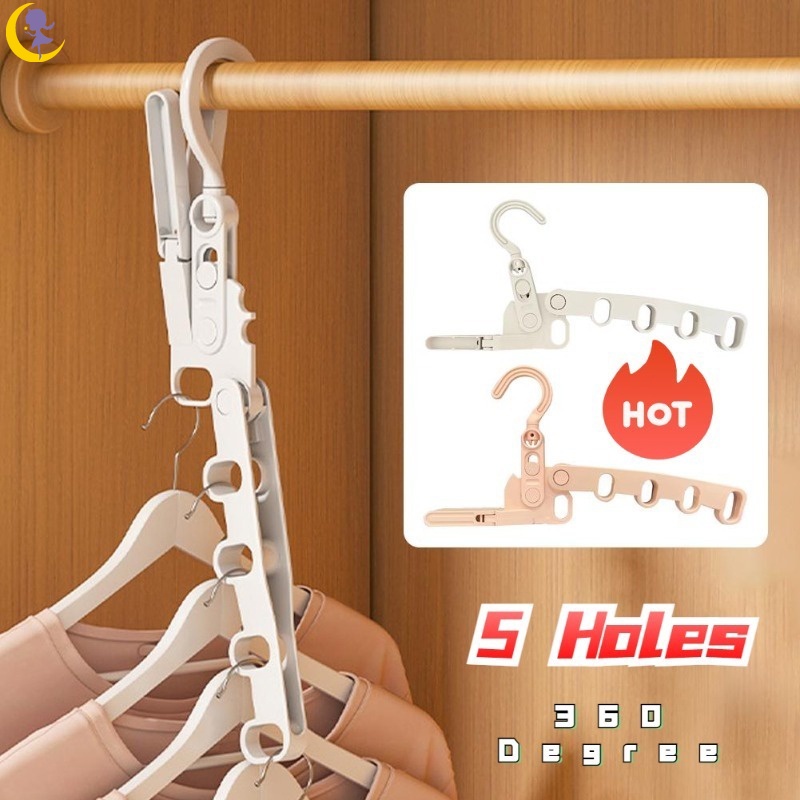 Folding 5-hole Clothes Drying Rack 360 Degree Rotary Hook Portable ...