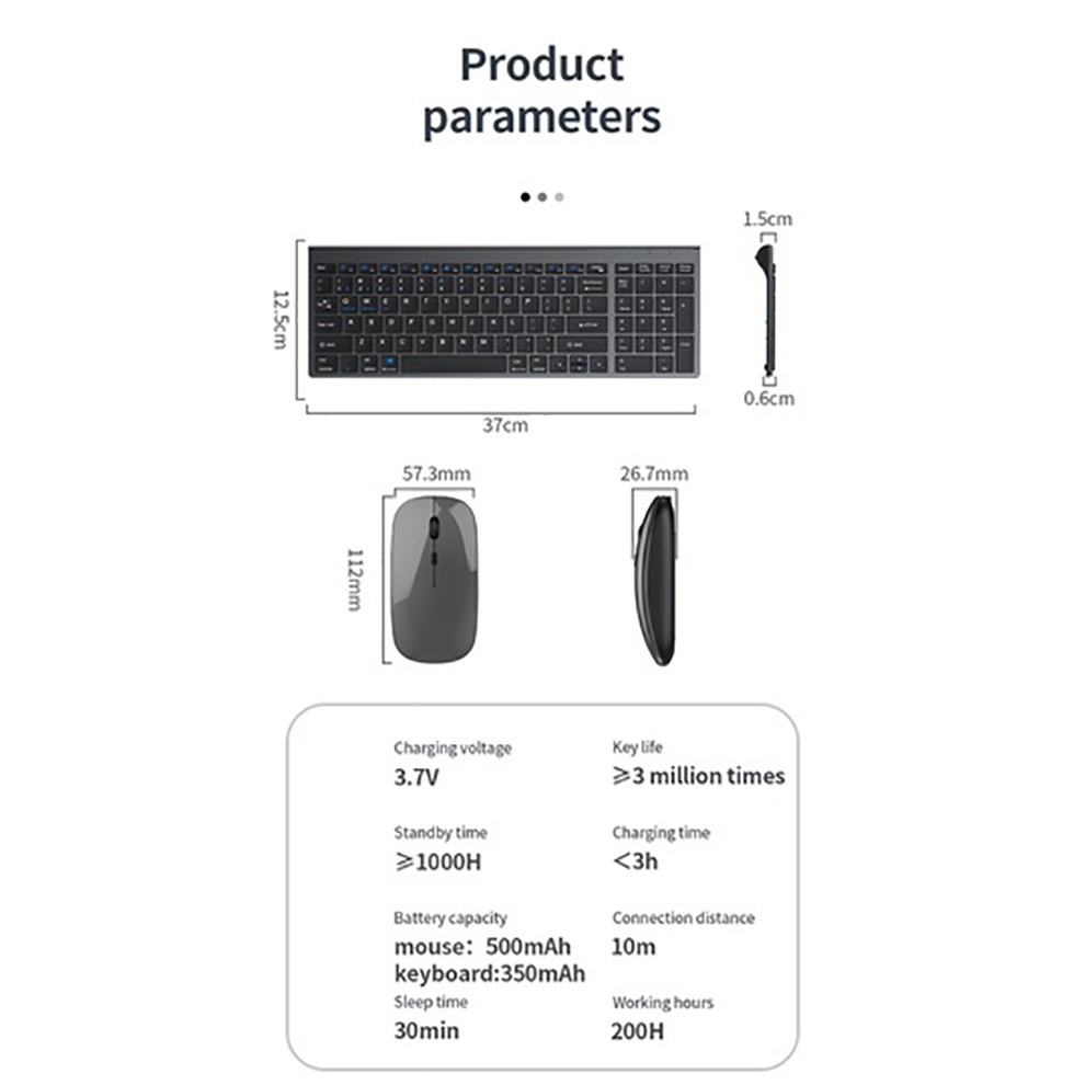 jomaa Wireless Bluetooth Keyboard Mouse Set Three-mode Wireless ...