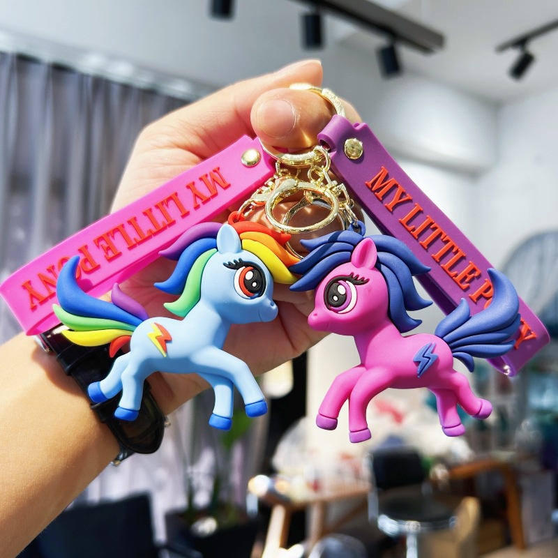 Cross-Border Cartoon My Little Pony Keychain Cute Doll Unicorn Key ...