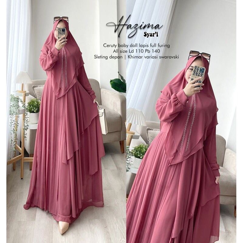 - Hagima Syarii Women's Muslim Gamis 2 in 1 Free Khimar Matt Ceruty ...