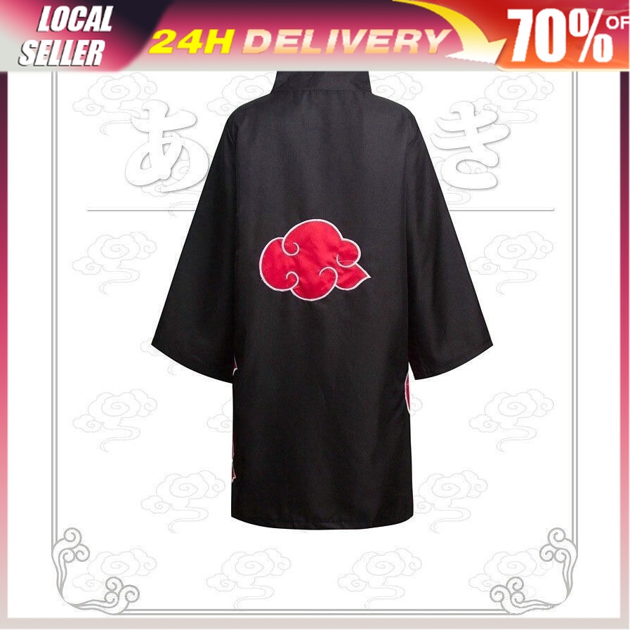 Anime Costume Naruto Akatsuki Cloak Anime Red Cloud Robe Halloween ...