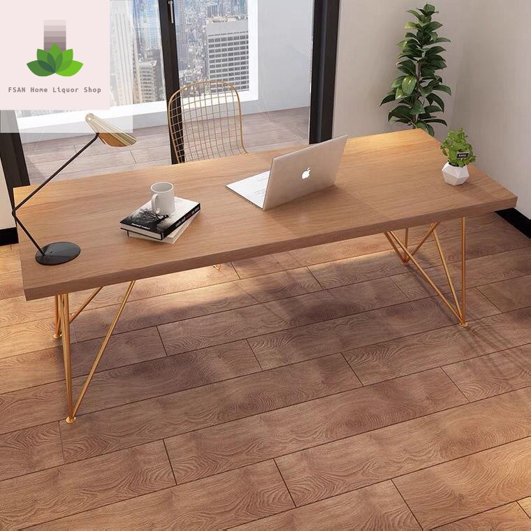 Modern simple solid wood conference table long table industrial style ...