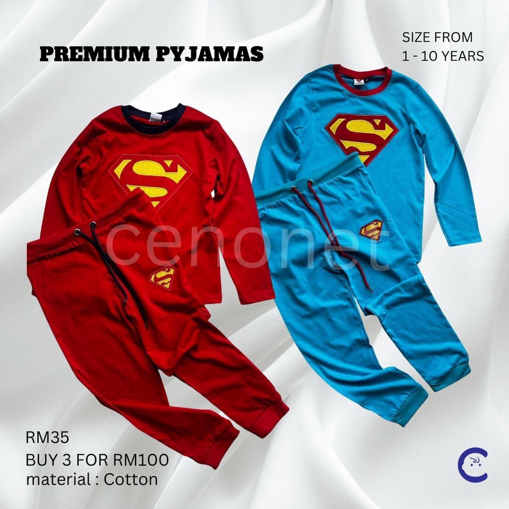 Long Sleeve Superman Pyjamas | Shopee Malaysia