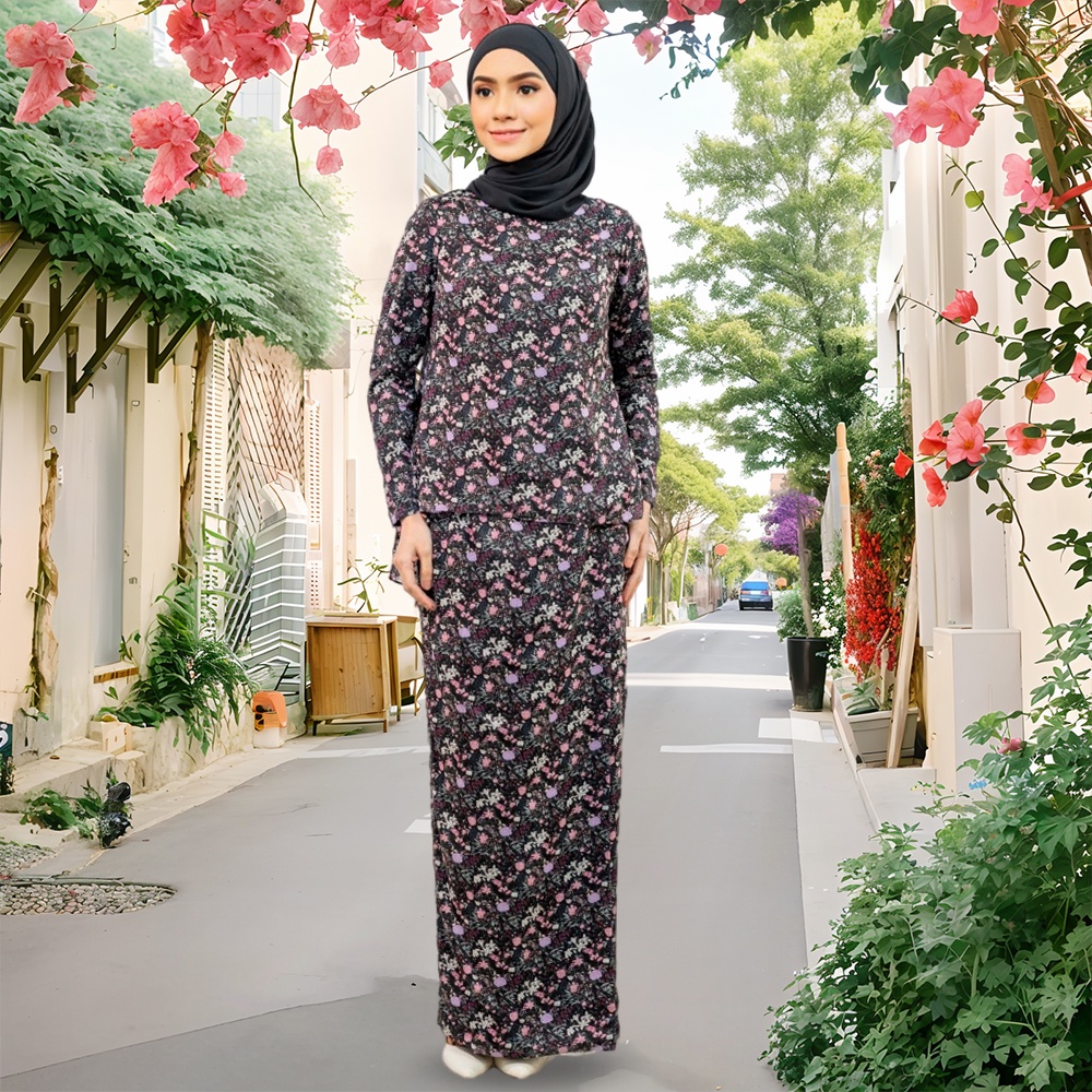 Baju Kebarung Floral Chiffon Baju Kurung Moden Floral Elegant Muslim ...