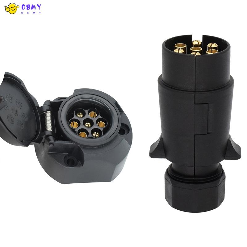 7 Pin European Trailer Socket+Plug Tow Bar Connector Adapter for Car RV ...