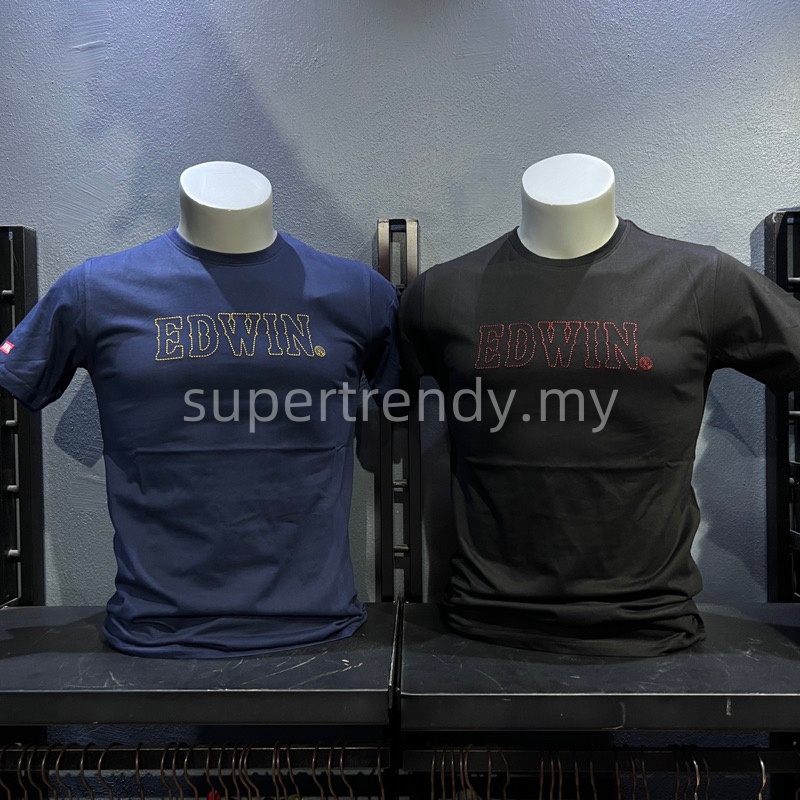 T Shirt Edwin Logo Full Printing Baju Lelaki Dewasa Berkolar Plus Size ...