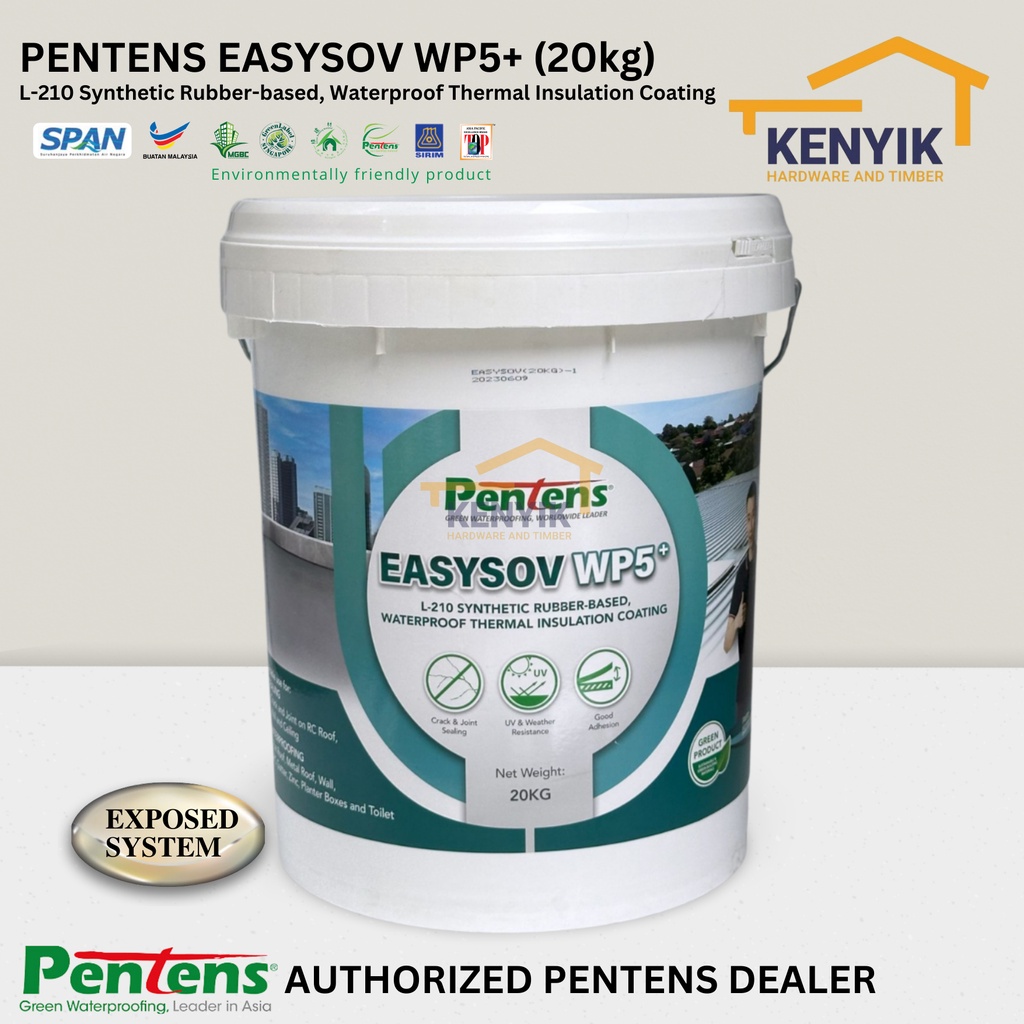 PENTENS 20kg Easysov WP5+ (L-210 Synthetic Rubber-based, Waterproof ...