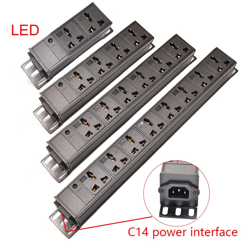 Server Rack PDU power distribution unit C14 power input 2-12 ways universal extension socket LED ...
