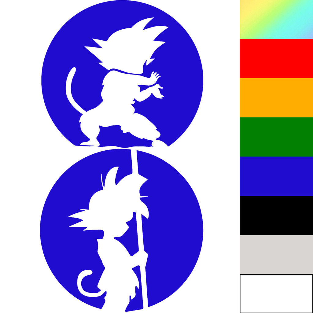 Anime Son Goku Cartoon Silhouette Reflective Colorful Stickers Eight ...