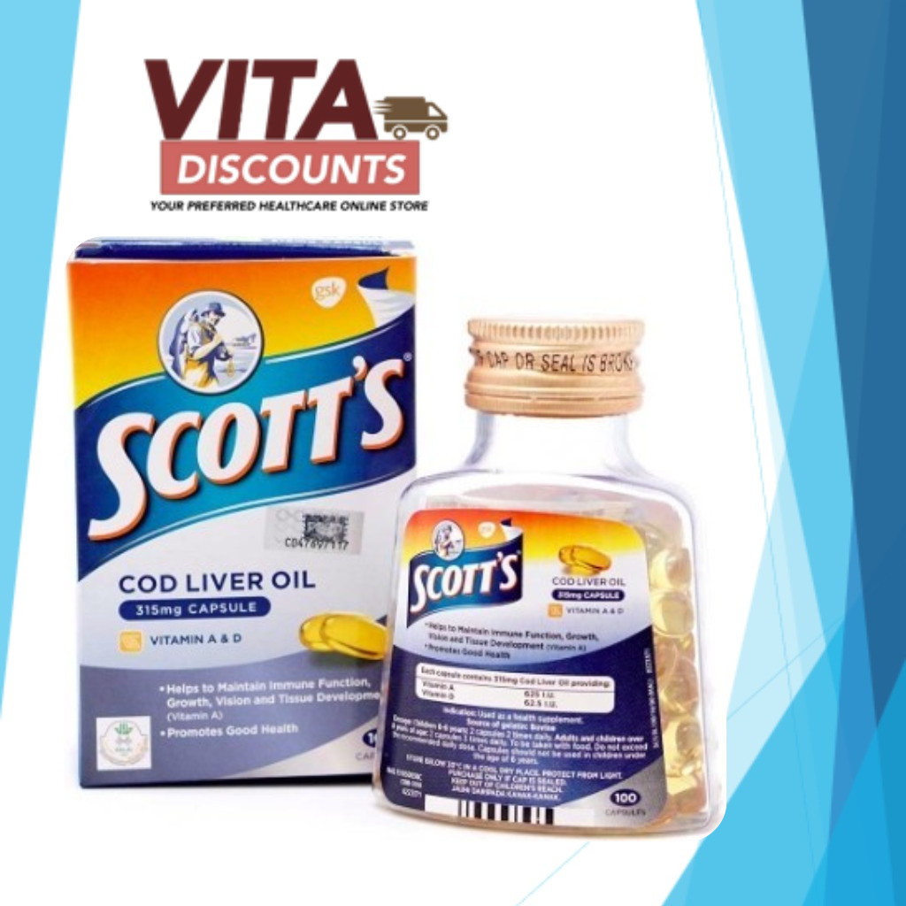 SCOTT'S COD LIVER OIL 315MG CAPS 100S PACK-OF-1/2 EXP06/2026 | Shopee ...