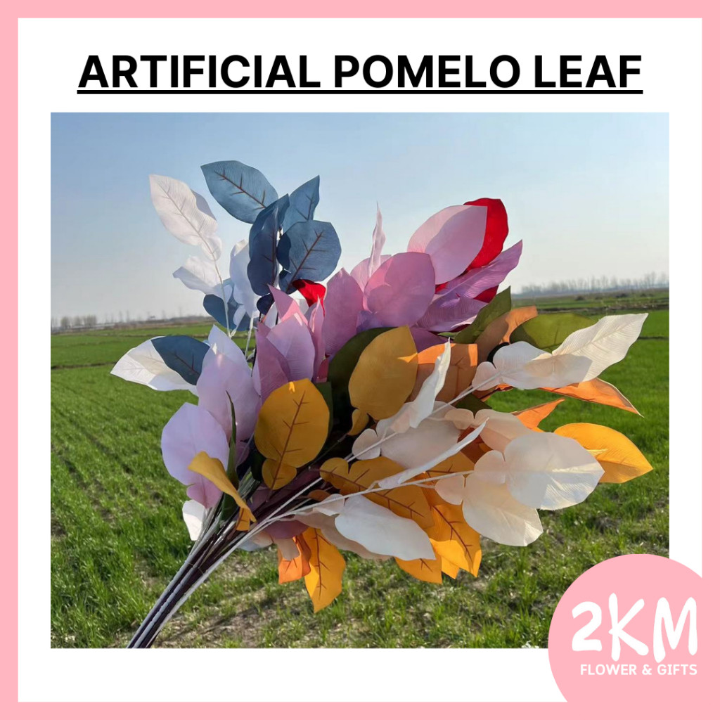 (9 LEAVES) POMELO LEAVES Artificial Plant Leaves Green Leaf Daun Hiasan ...