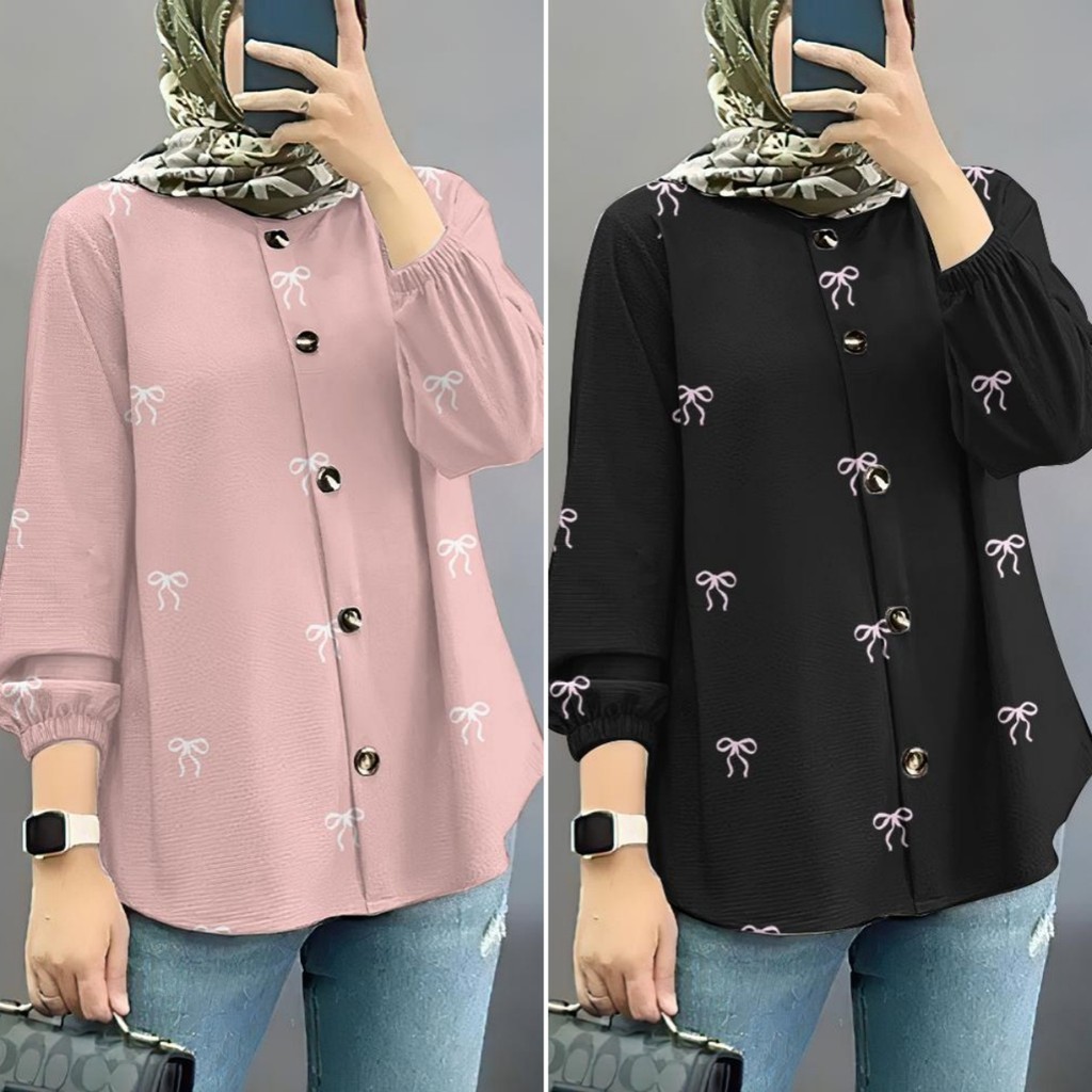 Blouse Labuh Muslimah Baju Korean Blouse Muslimah Style Baju Sweet Bow ...