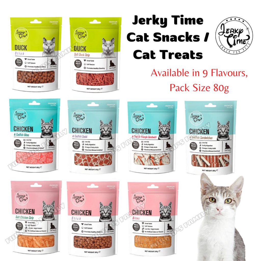 Jerky Time Real Meat Cat Treats Cat Snacks - Chicken & Duck (80g ...