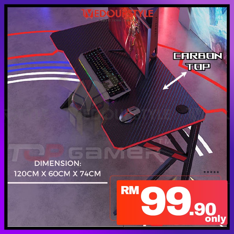 TOP GAMER Carbon Gaming Table Desk /Office Table/Game Table/Study Table ...