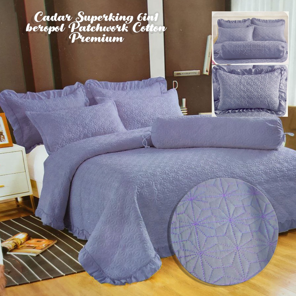 Patchwork Cotton 6IN1 / 7IN1 Variety Design material sejuk sulam Bedding Premium Cadar Superking ...