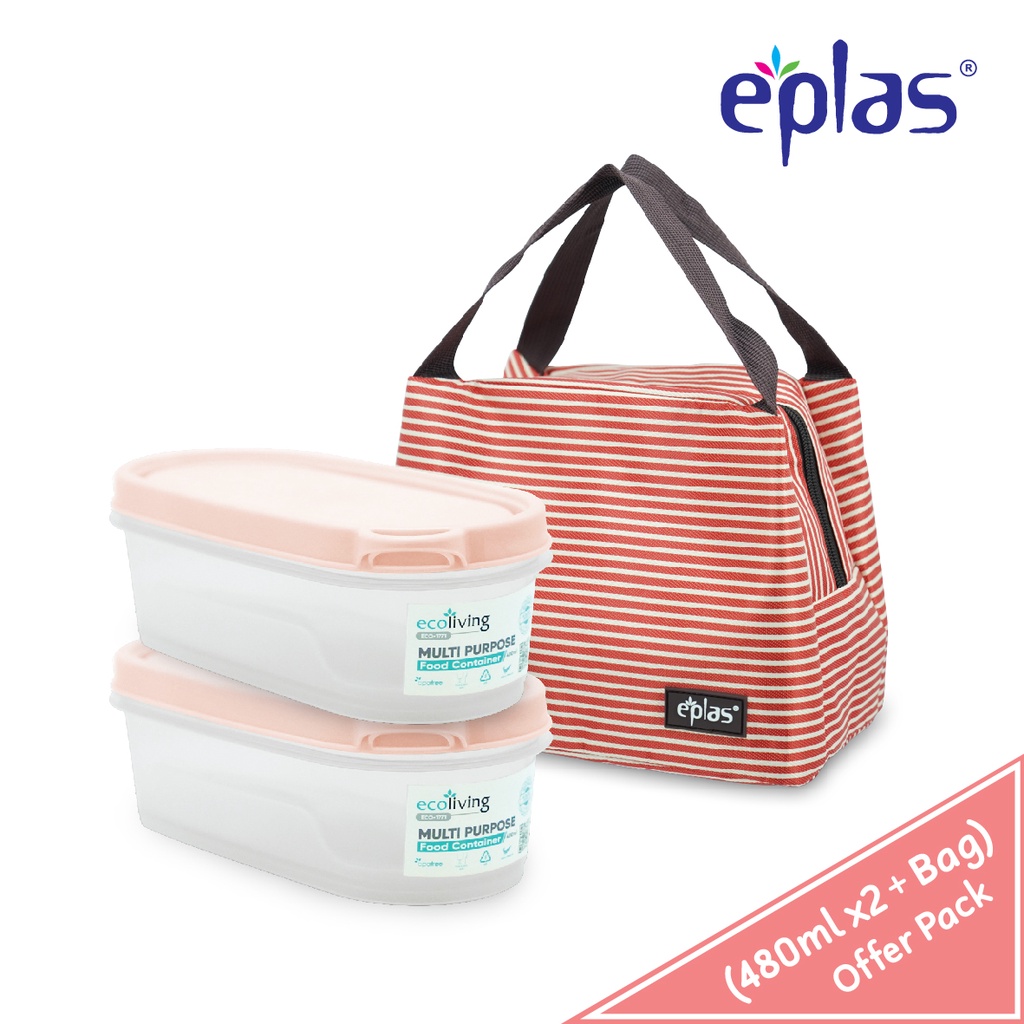 EPLAS OFFER PACK 480ml x2 Airtight Bento Food Storage With Lunch Box ...