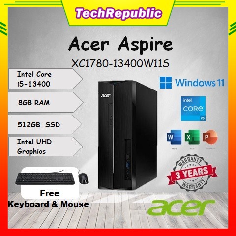 ACER ASPIRE XC1780-13400W11S Desktop PC ( Intel i5 13400 , 8GB , 512GB ...