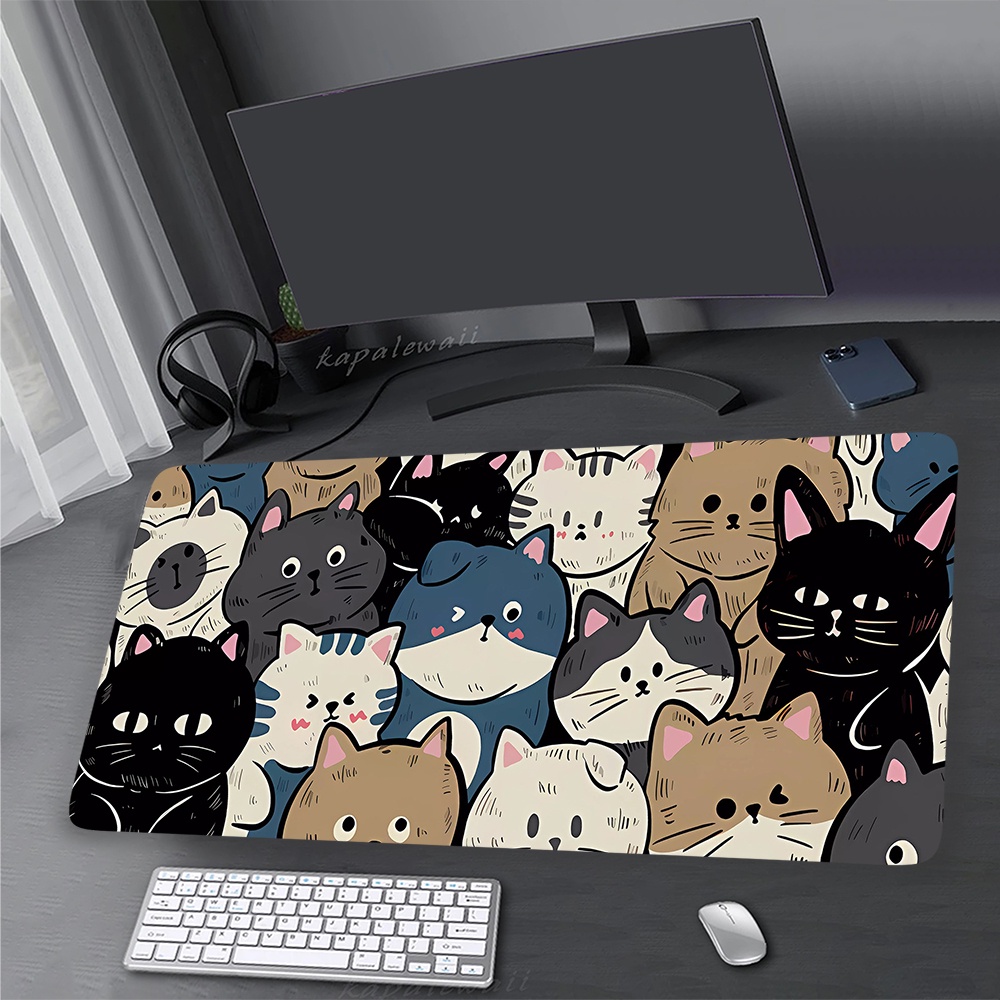 900x400mm Kawaii Cute Cat Gamer Mouse Pad Large Lock Edge Mousepads XXL ...