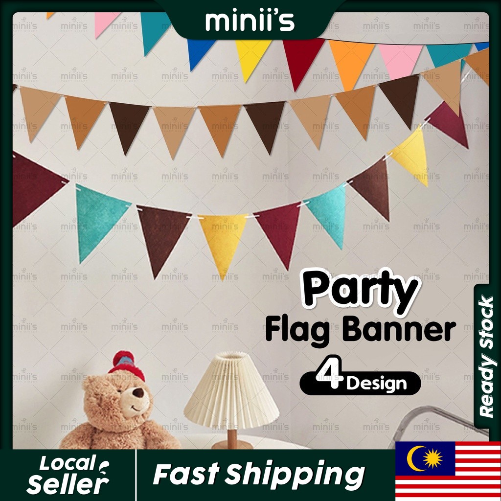 MINIIS PARTY Ins Style Triangle Flag Party Flag Fabric Banner Triangle ...