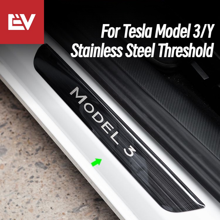 For Tesla Model 3 Highland/Model Y Stainless Steel Threshold Protection ...