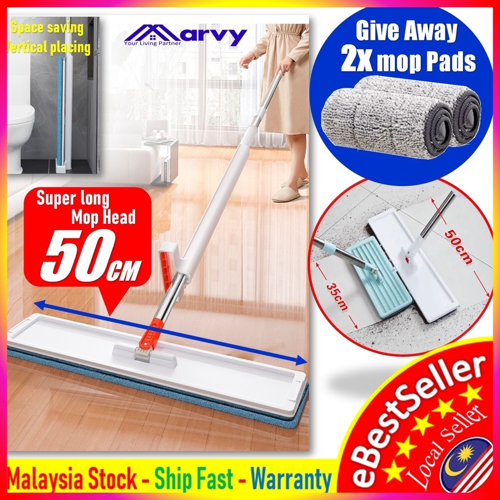 Wring Hands Free Squeeze Dry Lazy Scratch Mop Dry Wet Flat Floor Mop ...